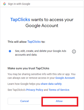 Google Ads Push Connector - Support Guide – TapClicks